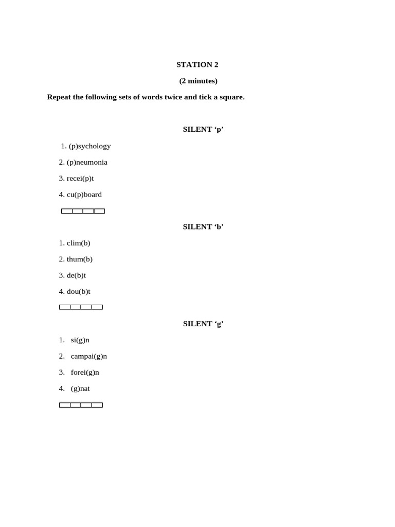 Educational stations - silent letters | PDF