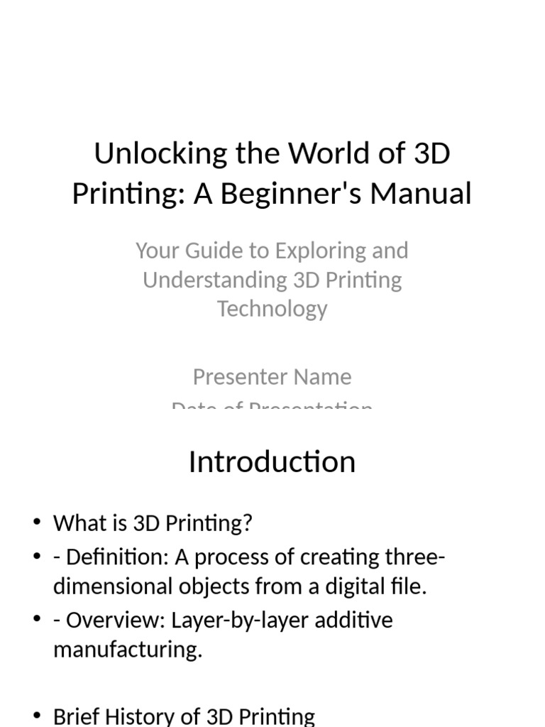 3D Printing Beginners Manual Template | PDF