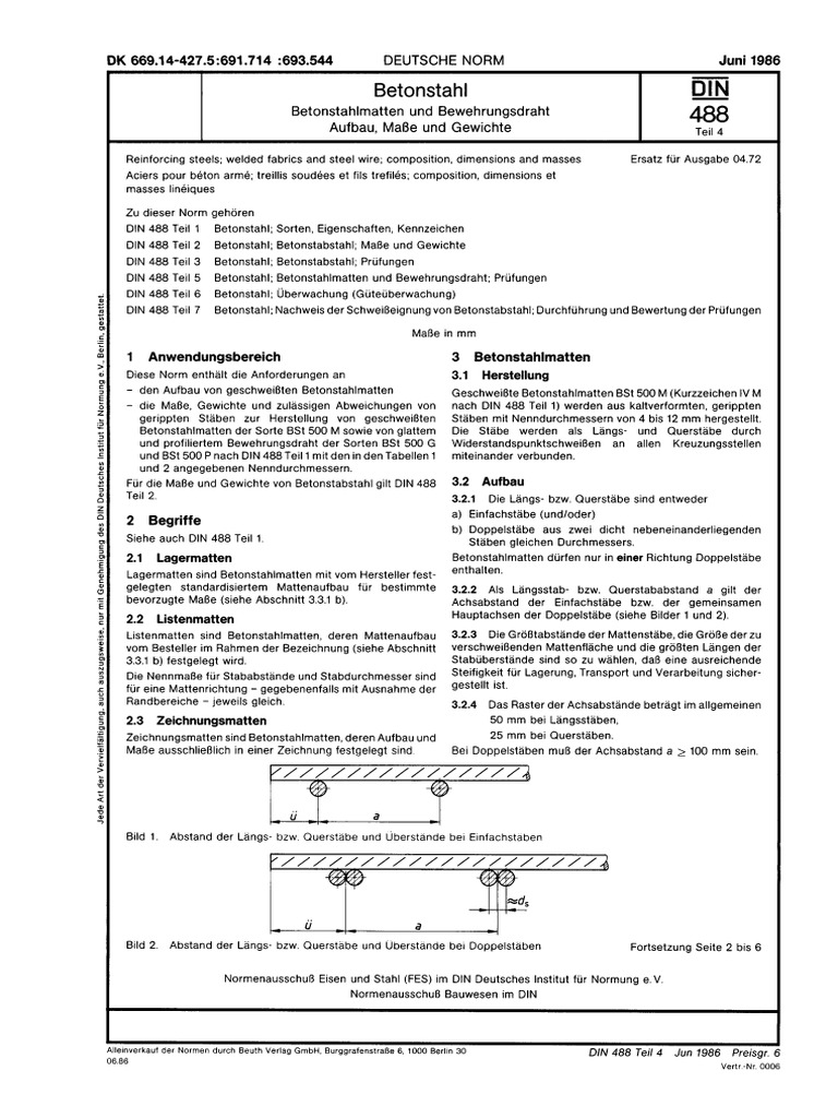 Din 488-4 1986-06 | PDF