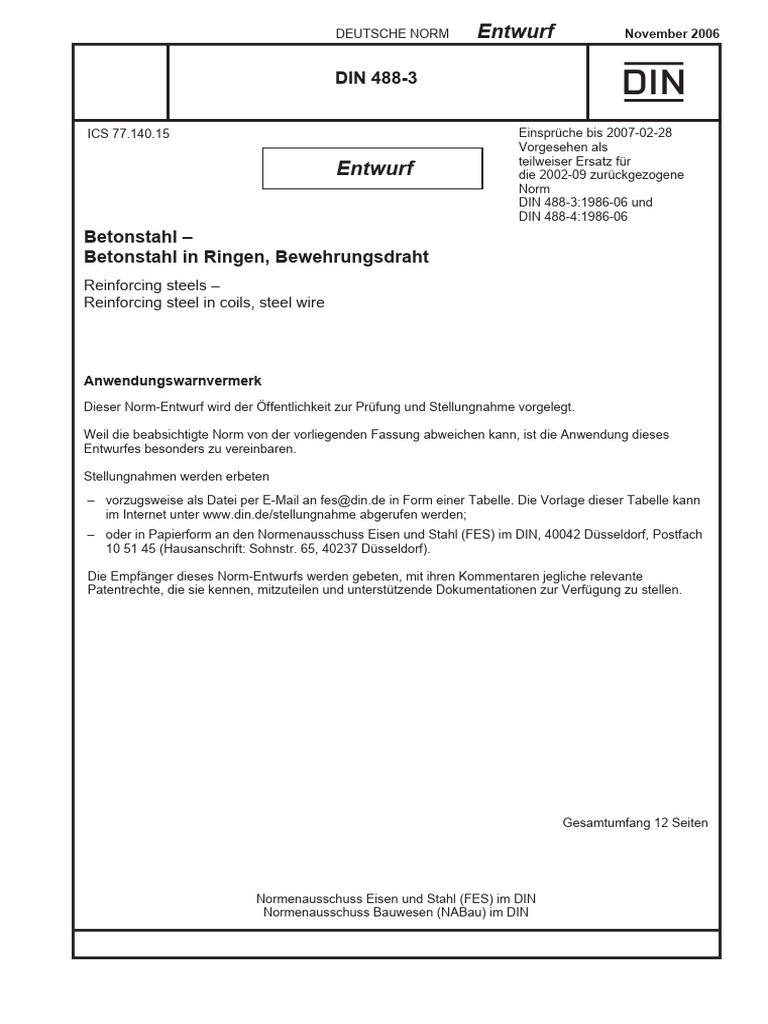 Din 488-3 e 2006-11 | PDF
