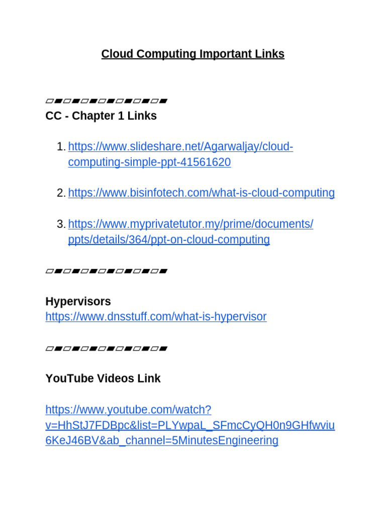 Cloud Computing Important Links | PDF