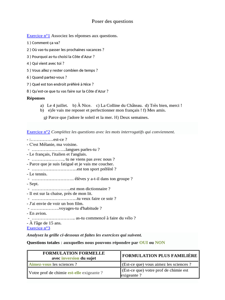 Poser Des Questions A | PDF
