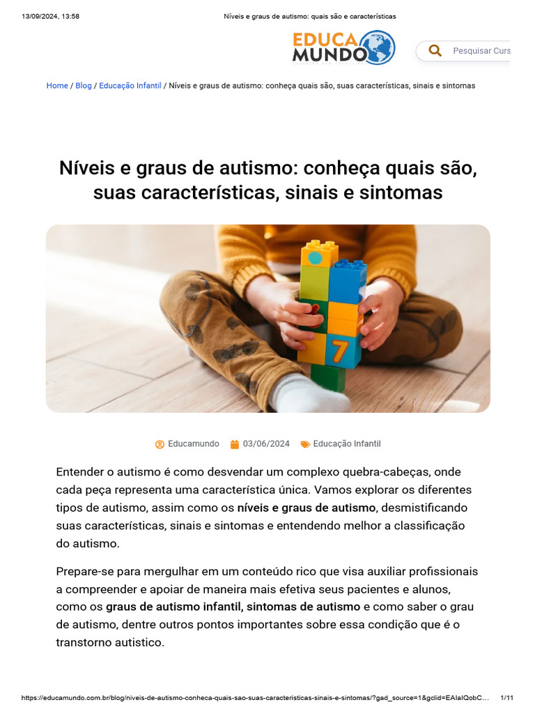 Níveis e Graus de Autismo - Quais São e Características | PDF