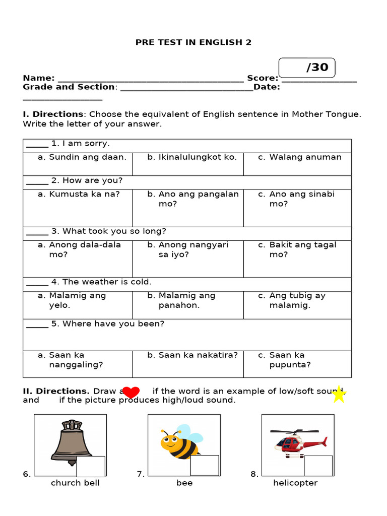 Q1 Pre Test English | PDF