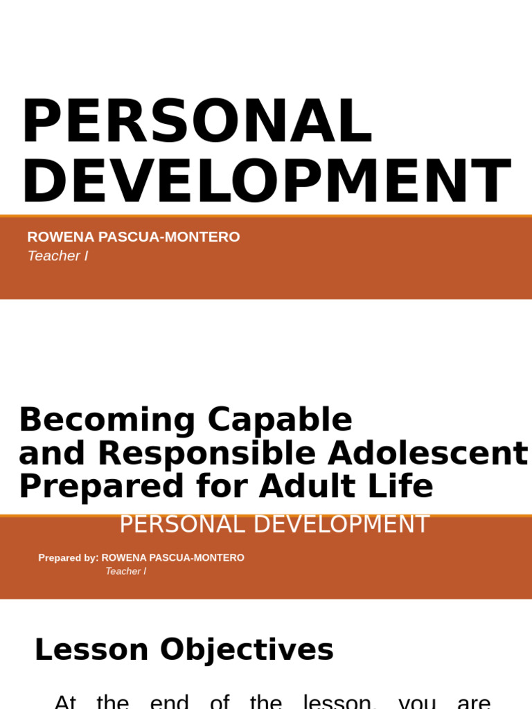 PERSONAL DEVELOPMENT Q1 W78 Becoming Capable and Responsible Adolescent ...