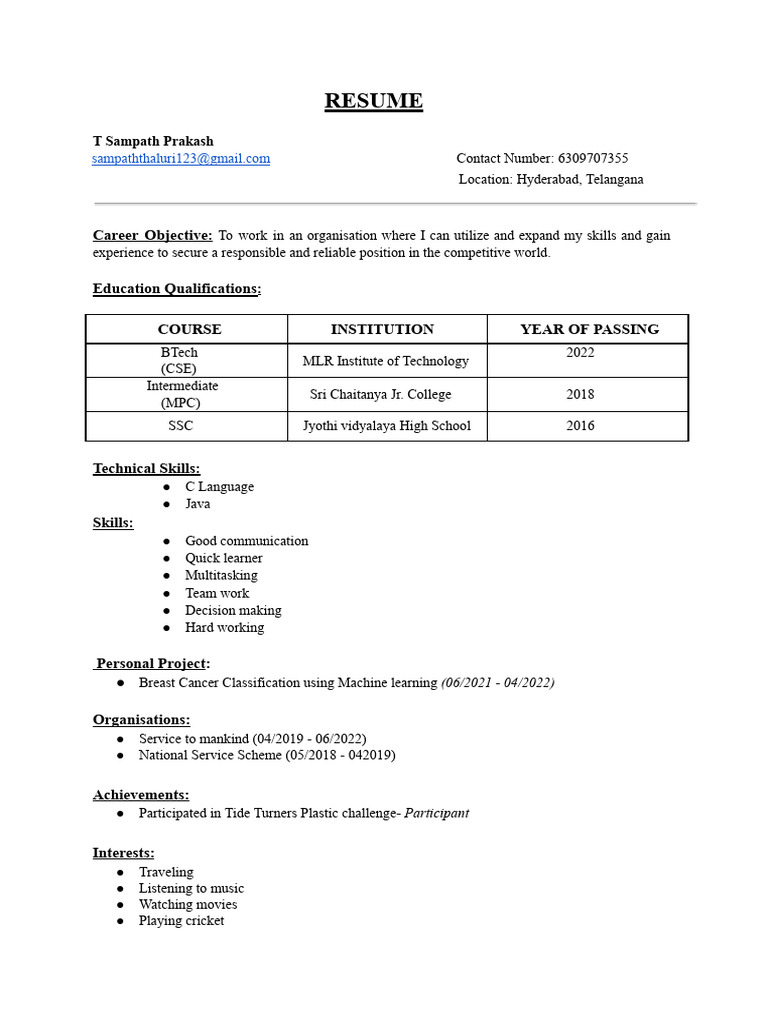Sampath Resume | PDF
