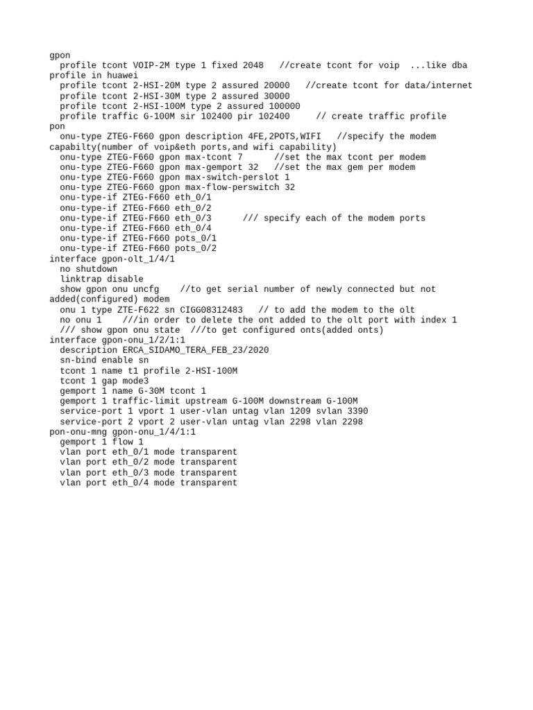 Zte Olt CFG Short | PDF