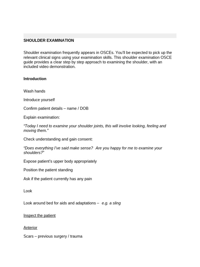 Shoulder Examination | PDF