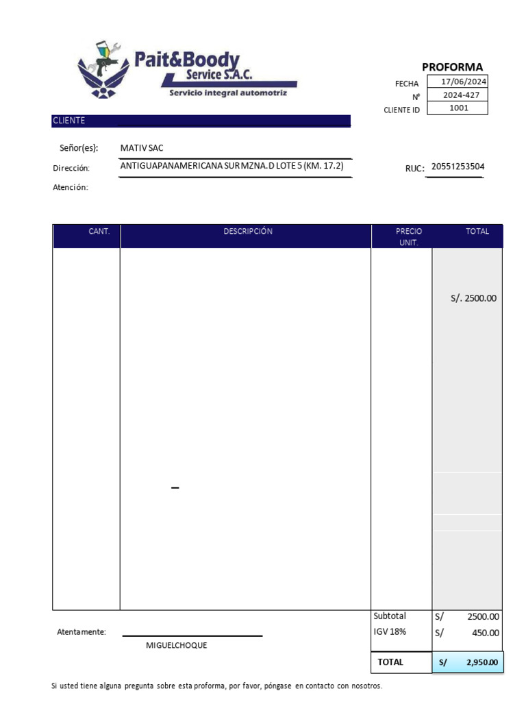 Proforma - #92 - Camion Internacional | PDF