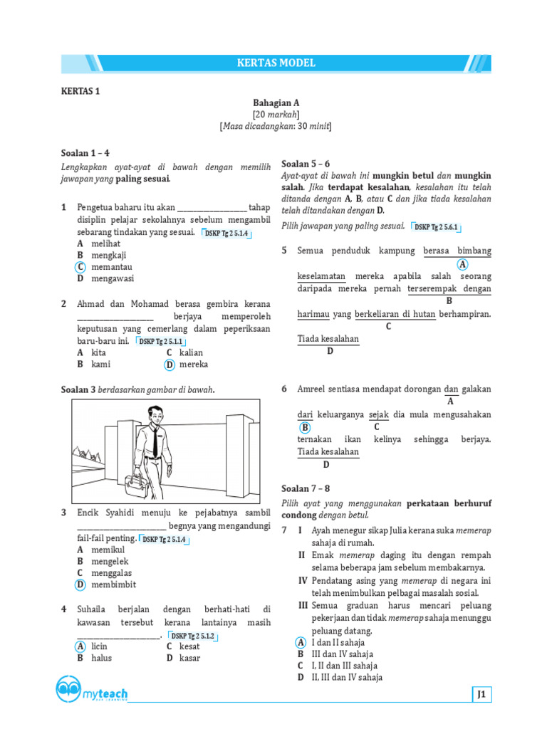 OMG 5 BM TG 2 Jawapan Kertas Model PT3 | PDF