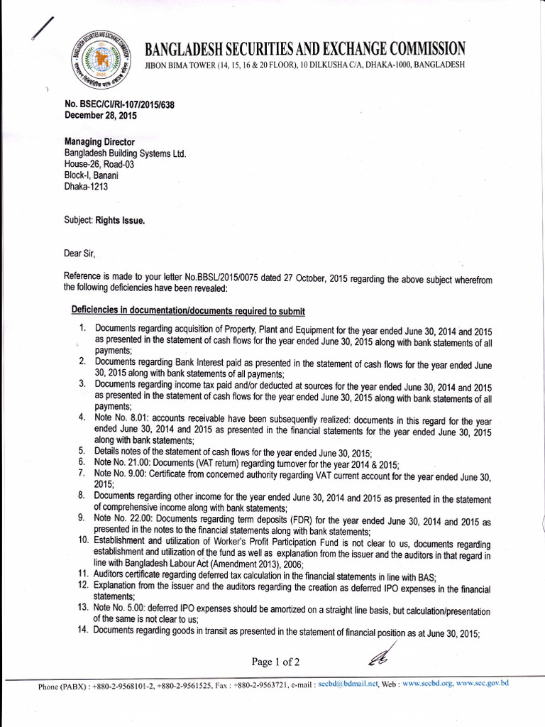 BBS - Deficiency Letter | PDF