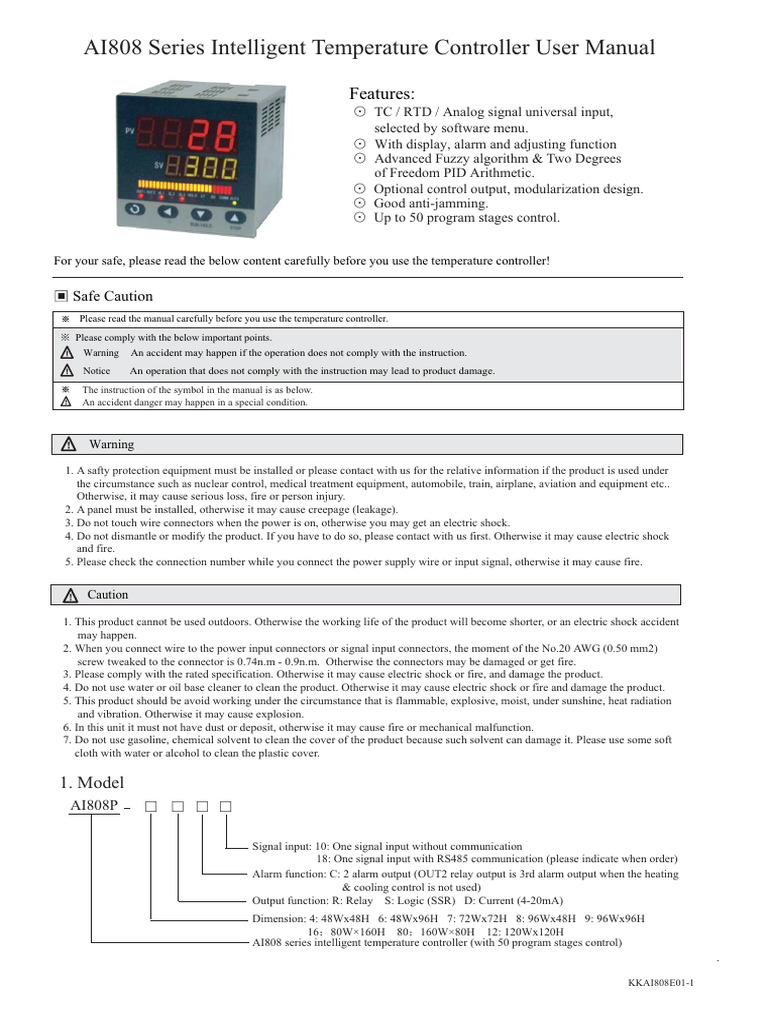 AI808P Temperature Controller User Manual | PDF