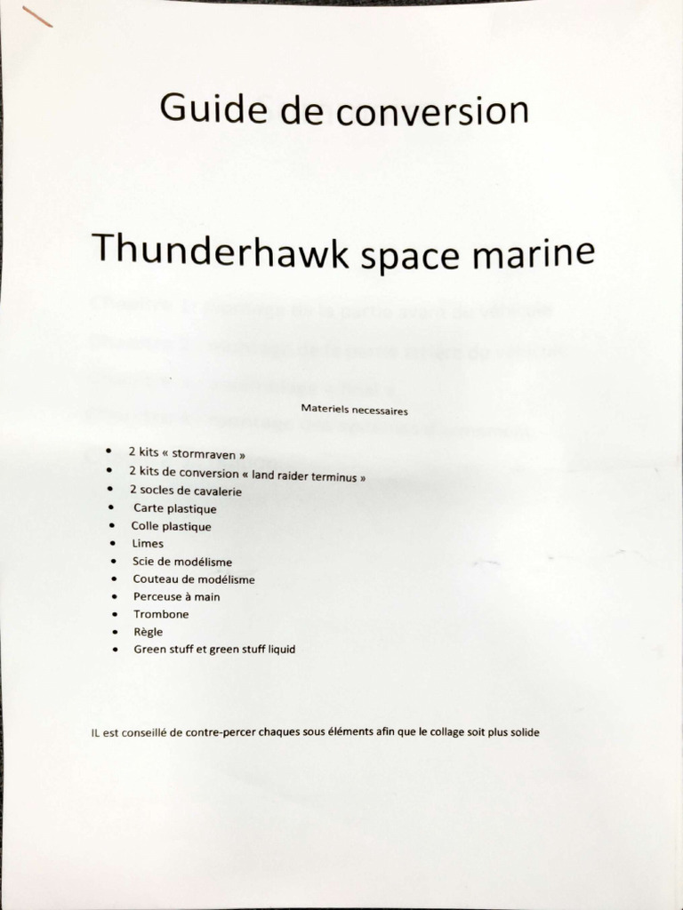 Guide conversion Thunderhawk | PDF
