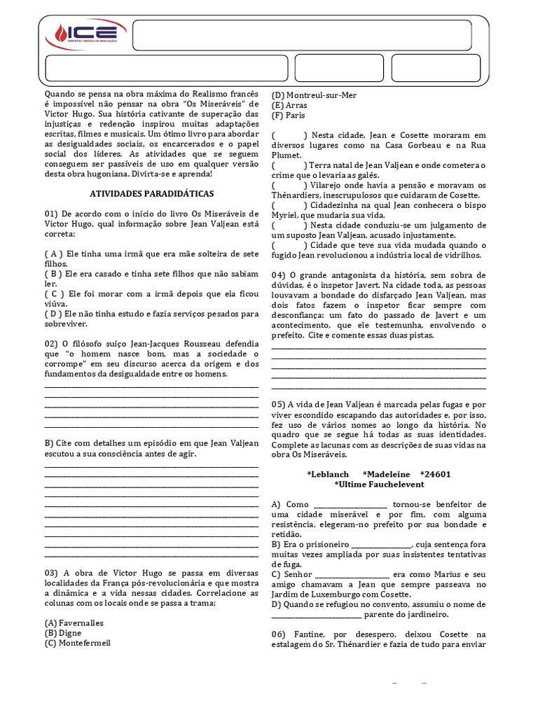 Atividade Final - Os Miseráveis | PDF