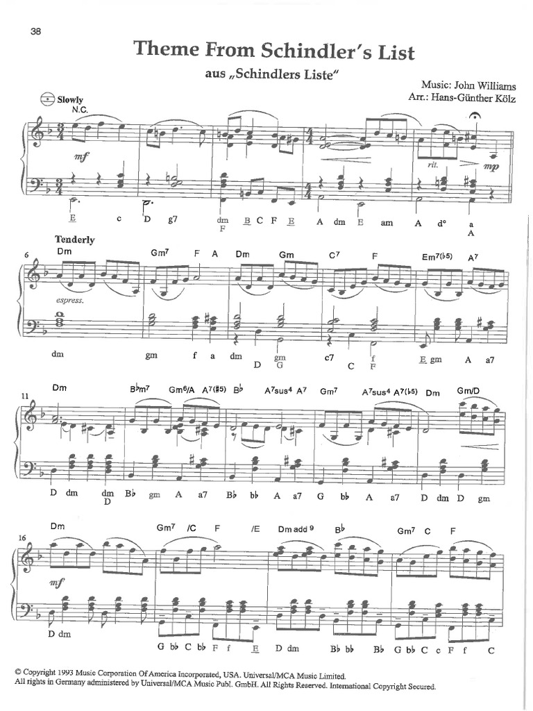 Theme From Schindler's List - Sheet Music | PDF