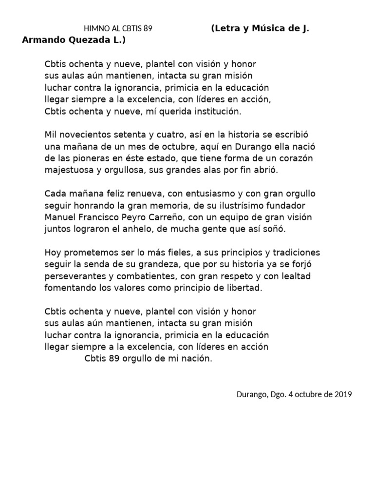 Himno Cbtis 89 | PDF