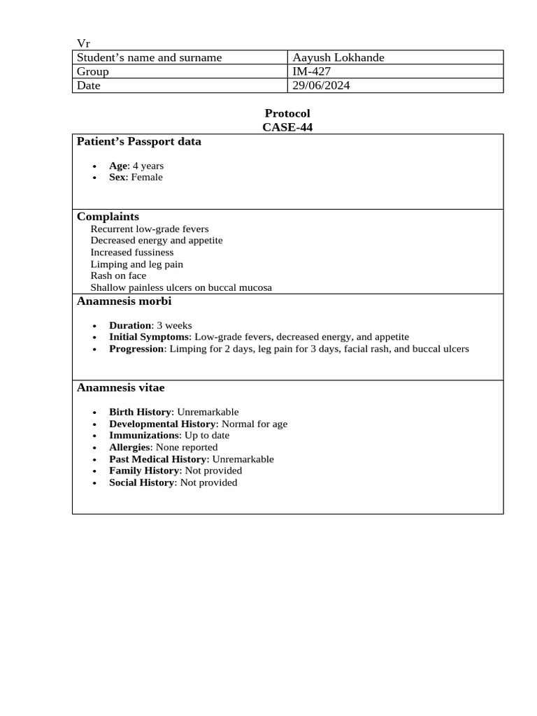 CASE-44 Summer Practice Pedia | PDF