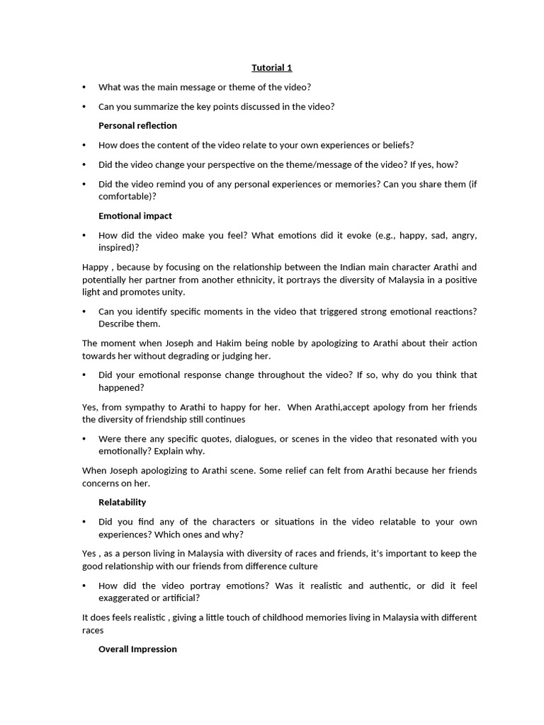 Tutorial - 1 - English Answer | PDF