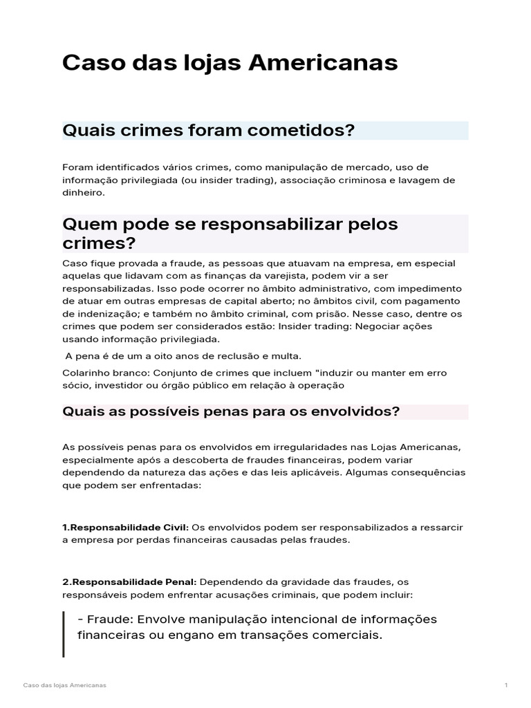 Caso Das Lojas Americanas | PDF