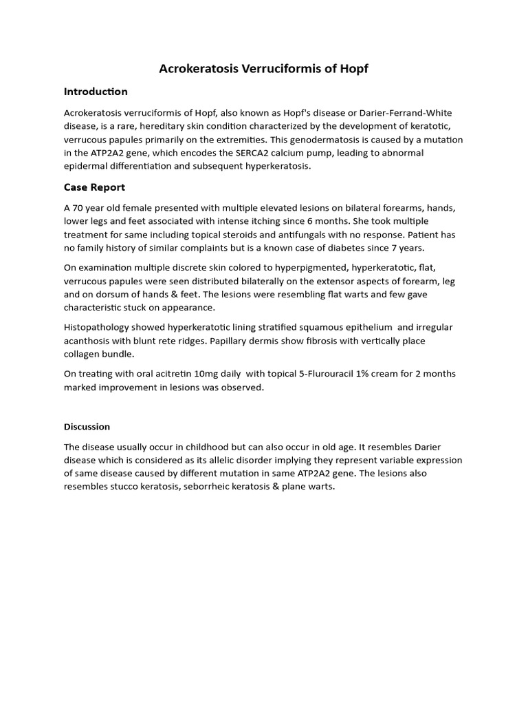 Acrokeratosis Verruciformis of Hopf | PDF | Science & Mathematics