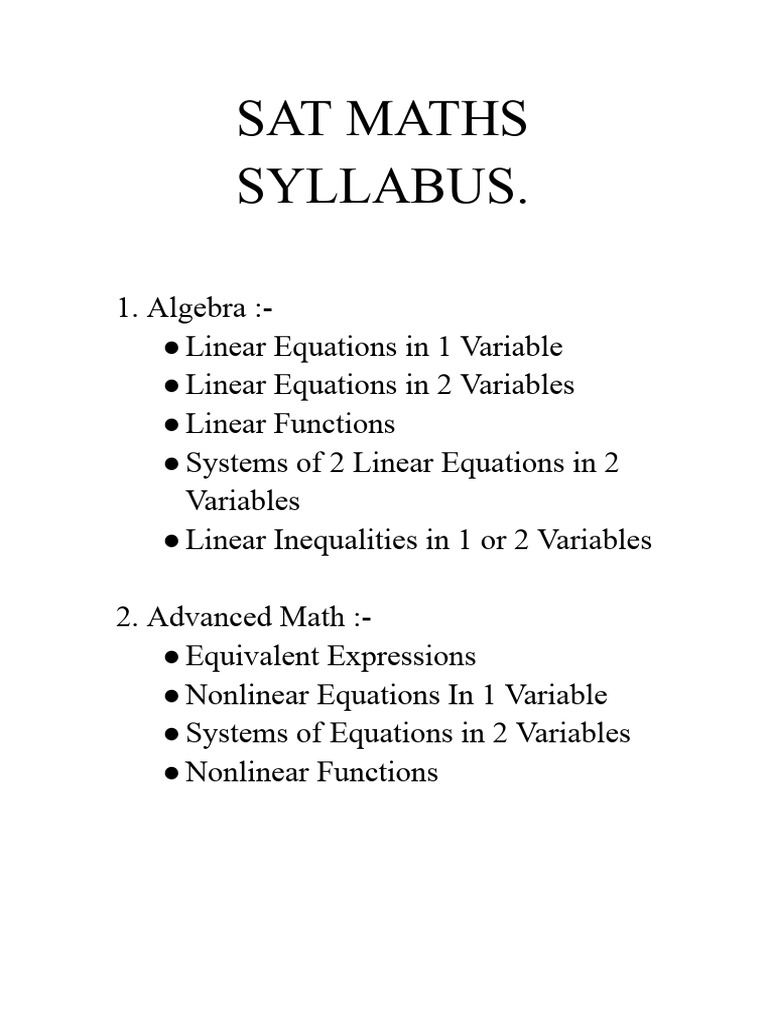 SAT MATHS SYLLABUS | PDF