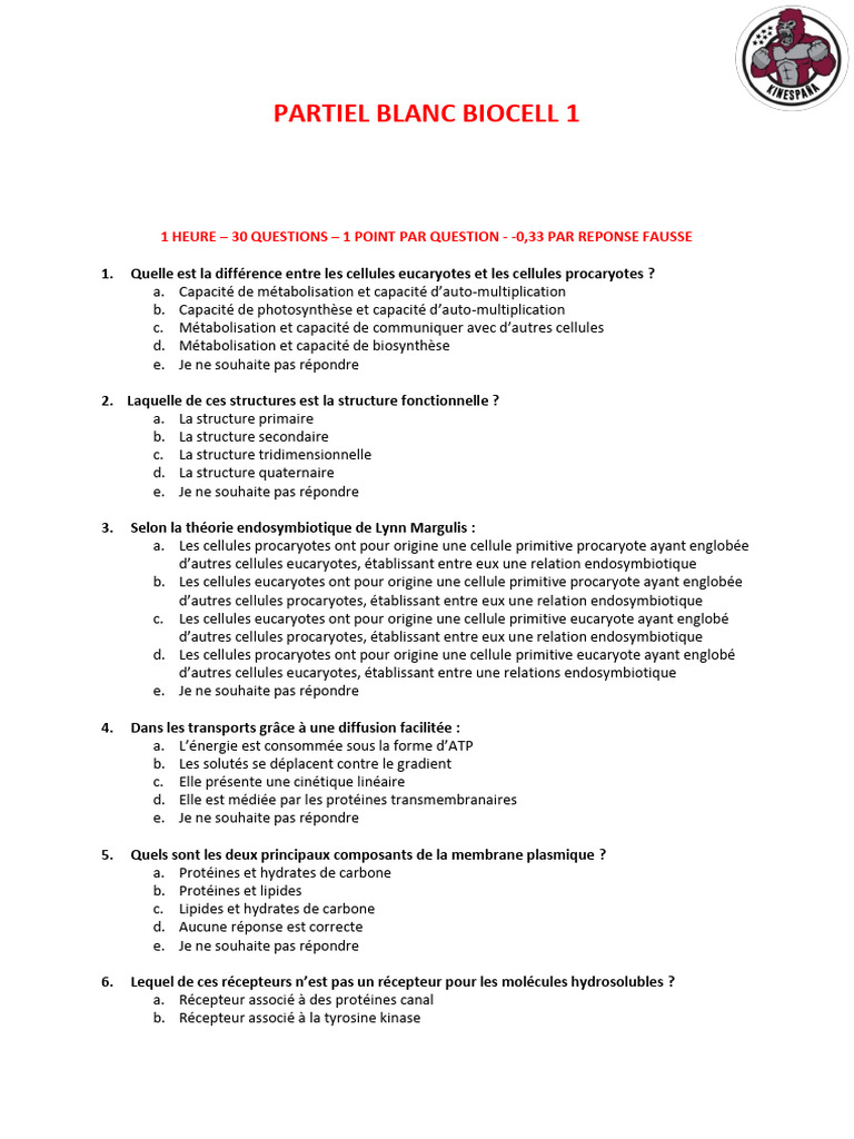 Partiel Blanc Biocell | PDF