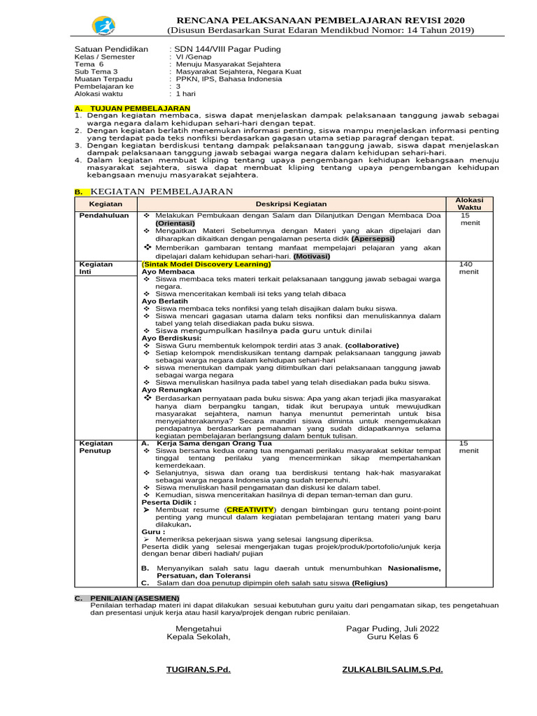 Disusun Berdasarkan Surat Edaran Mendikbud Nomor: 14 Tahun 2019 | PDF