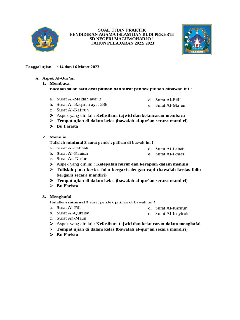 Panduan Uprak Pai 22 23 | PDF