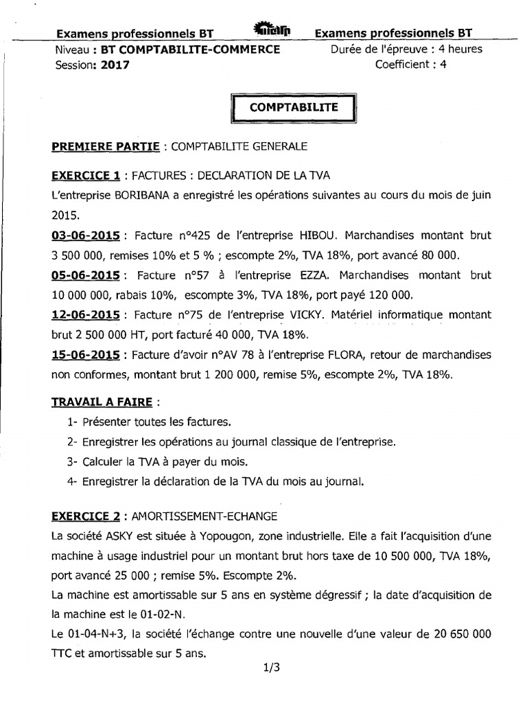 BT 2017 Compta Com - Compta | PDF