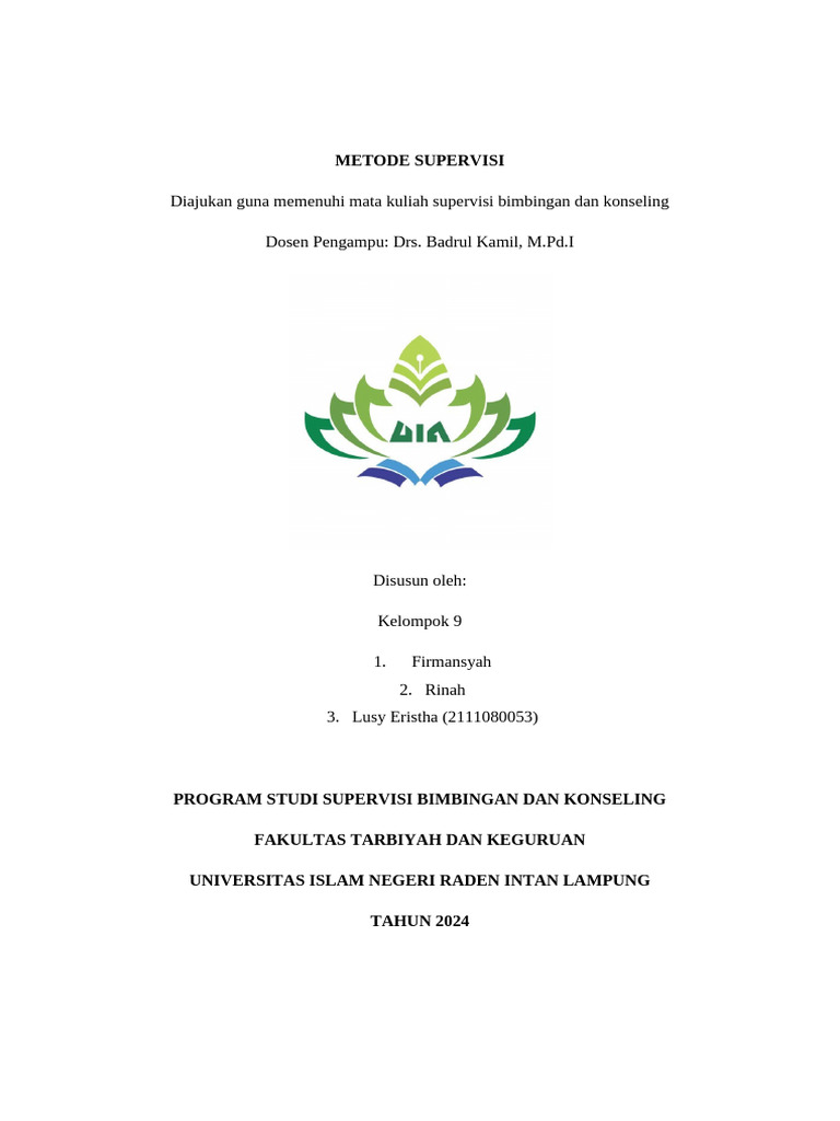 Makalah Kel 9 METODE SUPERVISI | PDF
