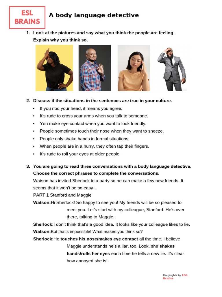 ESL Brains A Body Language Detective SV 7739 | PDF