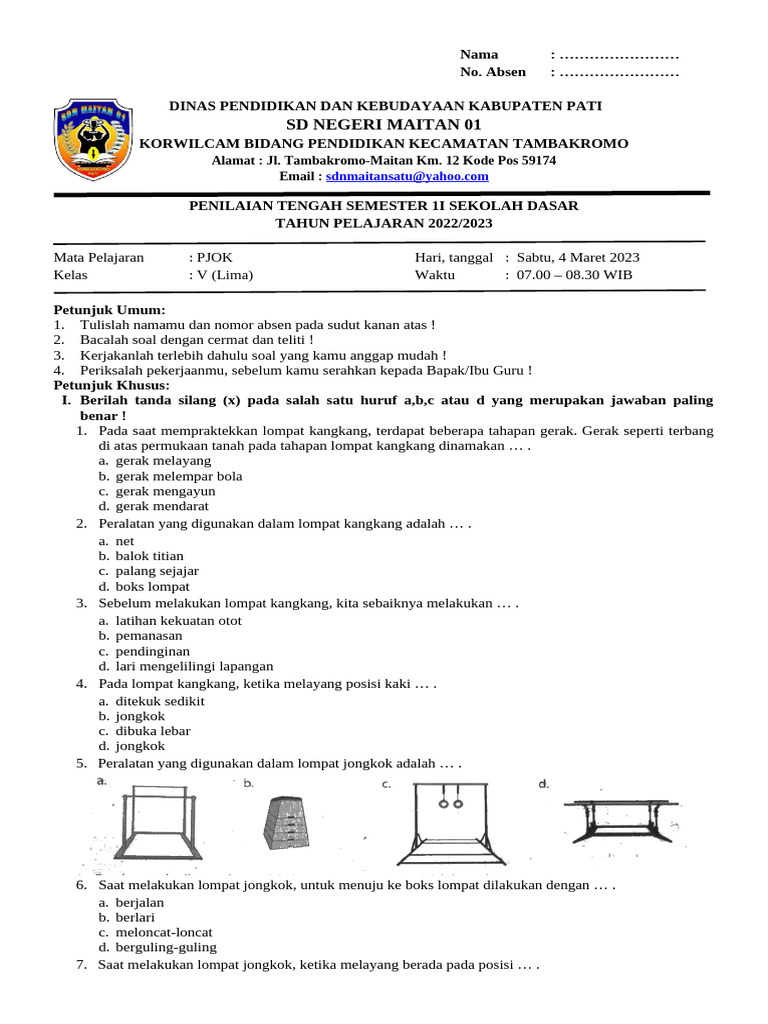 Soal Pts II Pjok Kelas V TP 2022-2023 | PDF