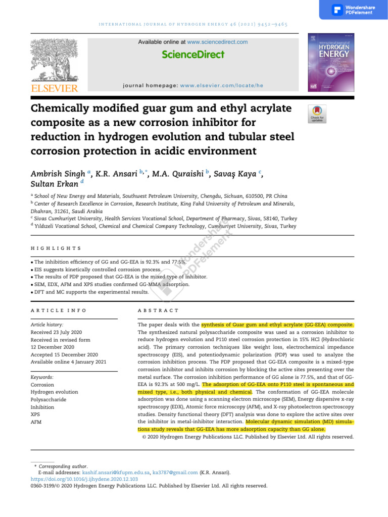Chemically Modified Guar Gum and Ethyl Acrylate Composite As A New ...