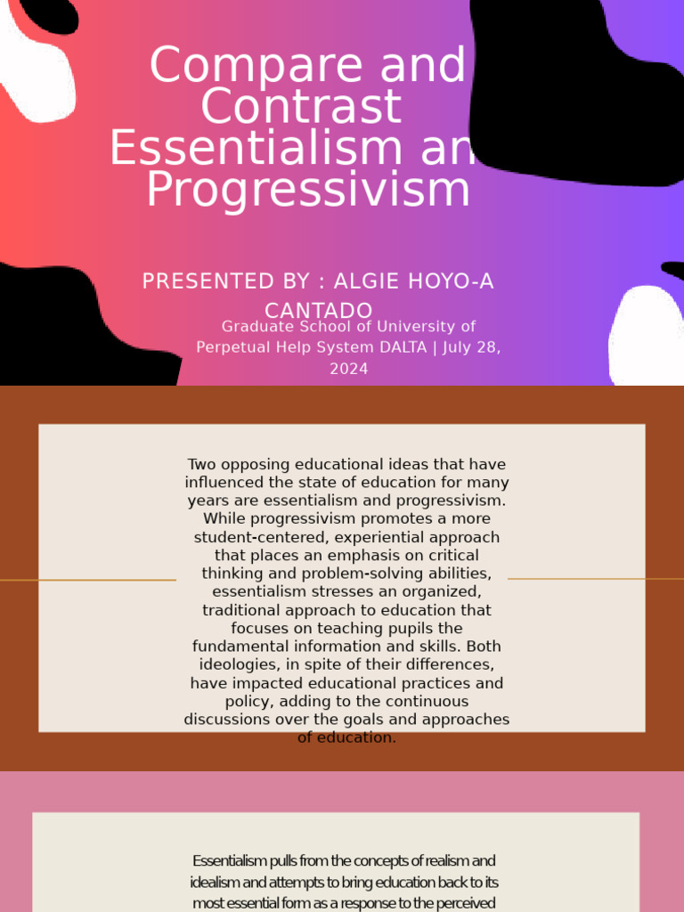 Essentialism and Progressivism | PDF