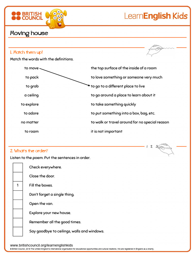 Poems Moving House Worksheet | PDF