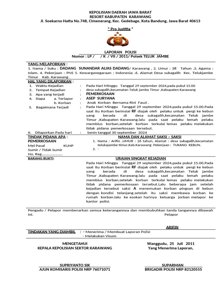 Format Laporan Polisi | PDF