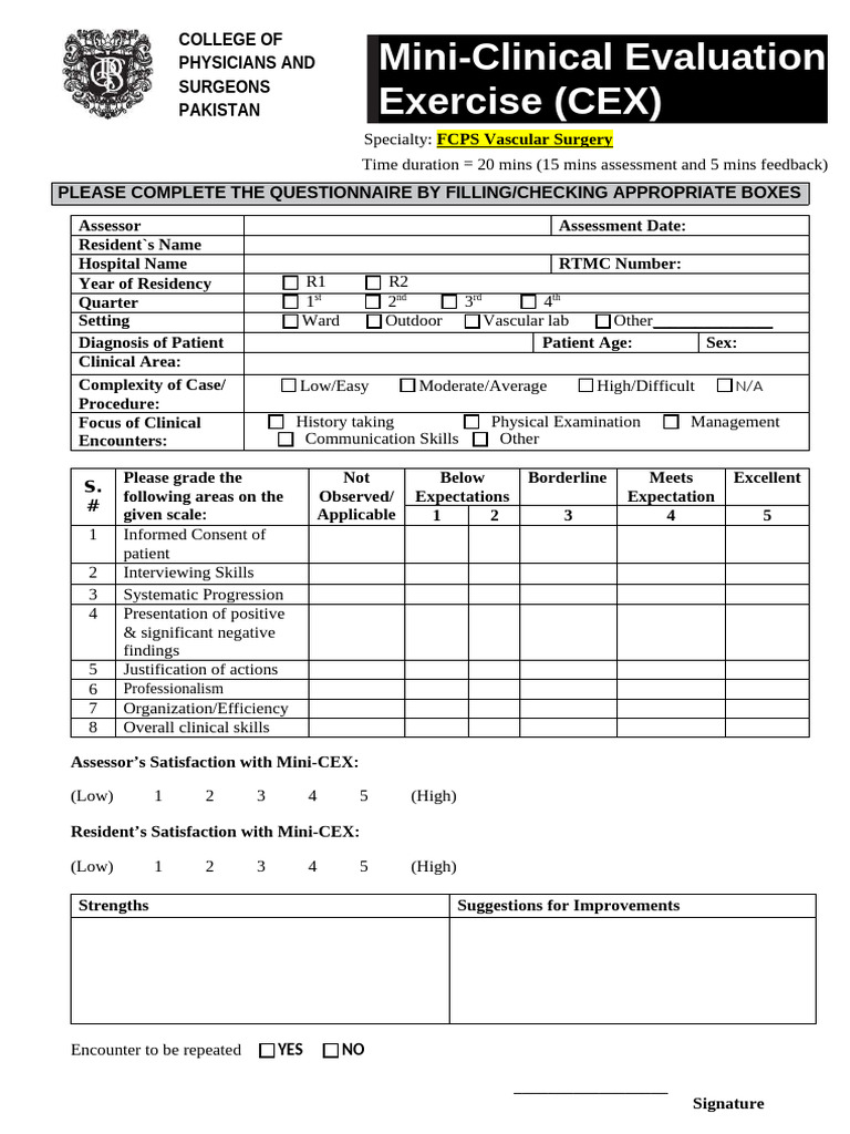 Finalized Mini-CEX Form | PDF