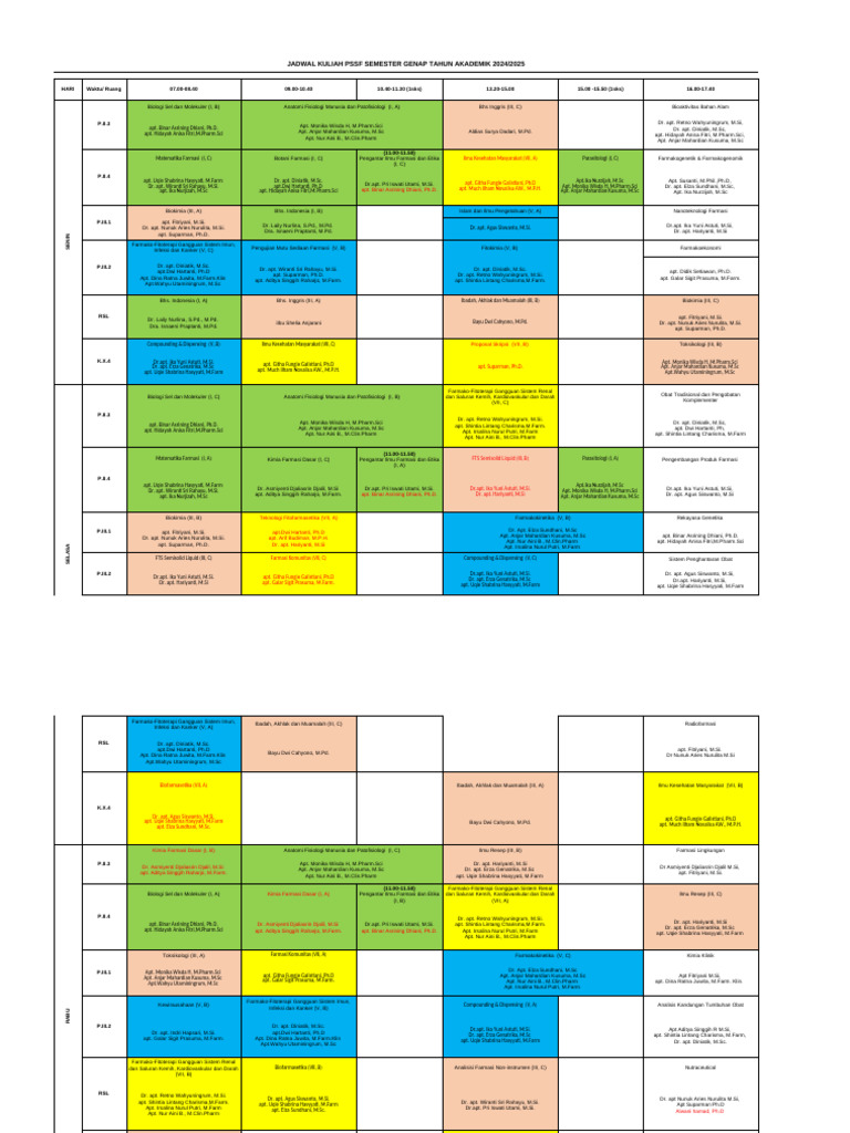Gasal - JADWAL KULIAH - 2024-2025 - Rev3 | PDF