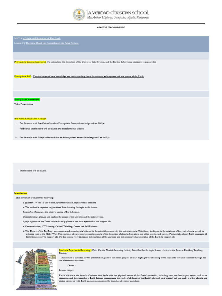 ATG-1 Origin of The Universe Theories About The Formation of The Solar ...