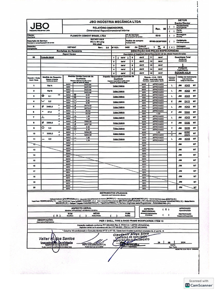 Relatório Dimensional Final JBO - 0452 -24 | PDF