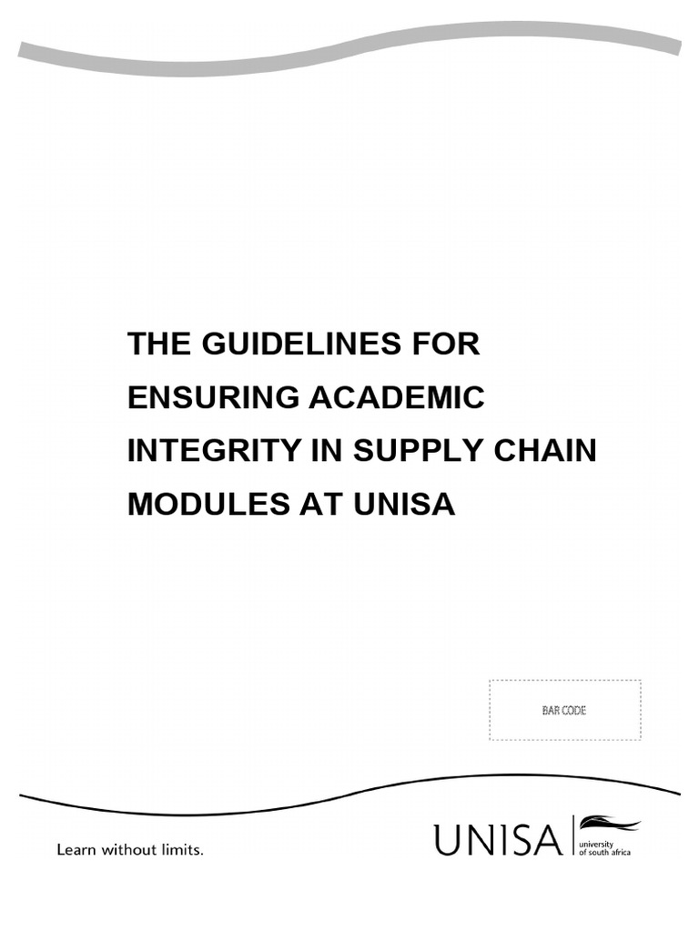 The Guidelines For Ensuring Academic Integrity in Supply Chain Modules at UNISA | PDF