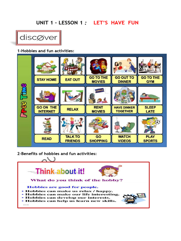 UNIT 1 - Lesson 1 Let's Have Fun | PDF