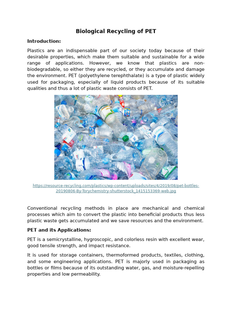 Biological Recycling of PET | PDF | Plastic | Recycling