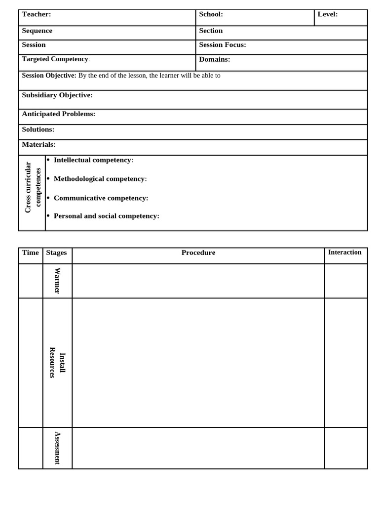Empty Lesson Plan | PDF