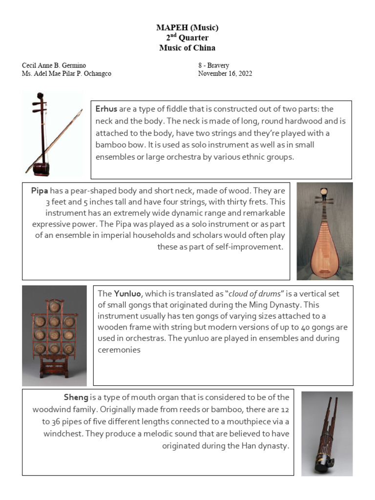 Music of China in Grade 8 For U | PDF