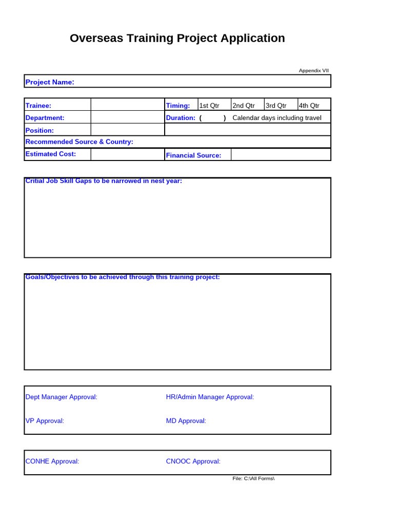 Appendix 7 Overseas Training Project Application | PDF