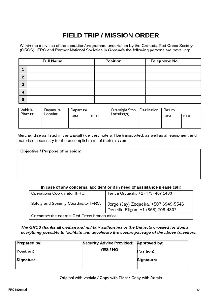 Mission Order Template EN | PDF