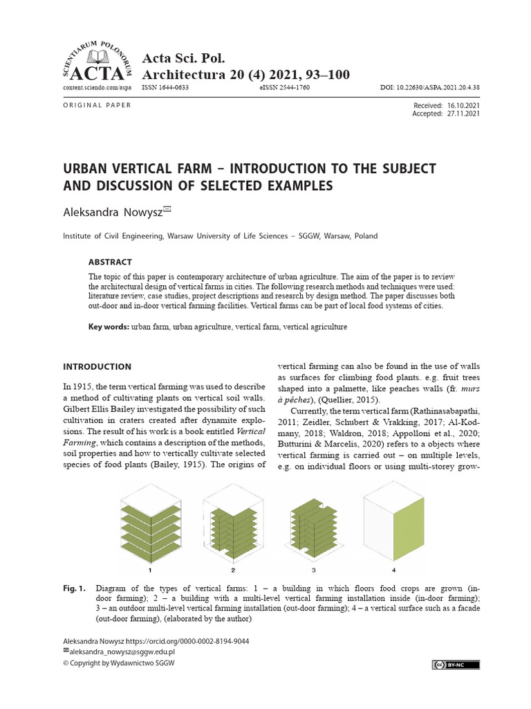 Urban Vertical Farm Introduction To The Subject and Discussion of ...