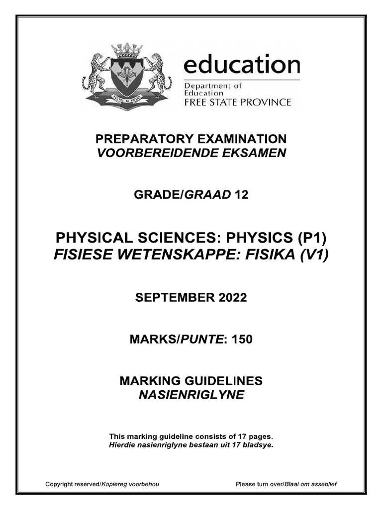 2022 Free State Physical Sciences NSC P1 MG | PDF