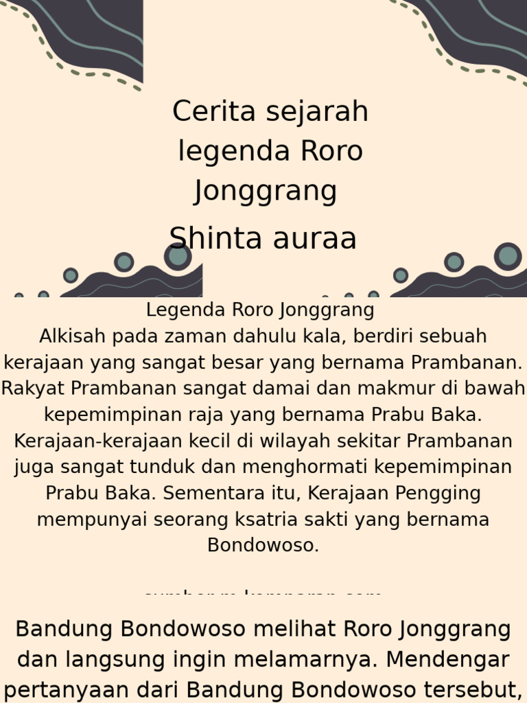 Cerita Sejarah Legenda Roro Jonggrang: Shinta Auraa | PDF